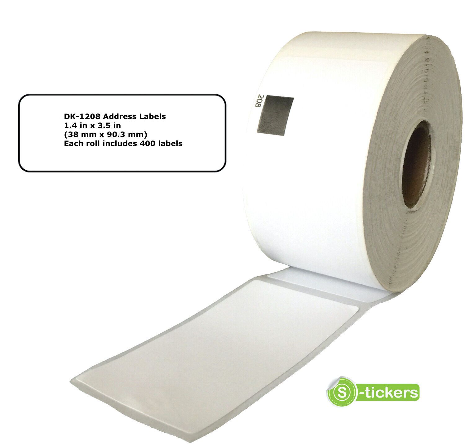 Rollo DK-1208 Brother Compatible Address Labels With PERMANENT Cartridge